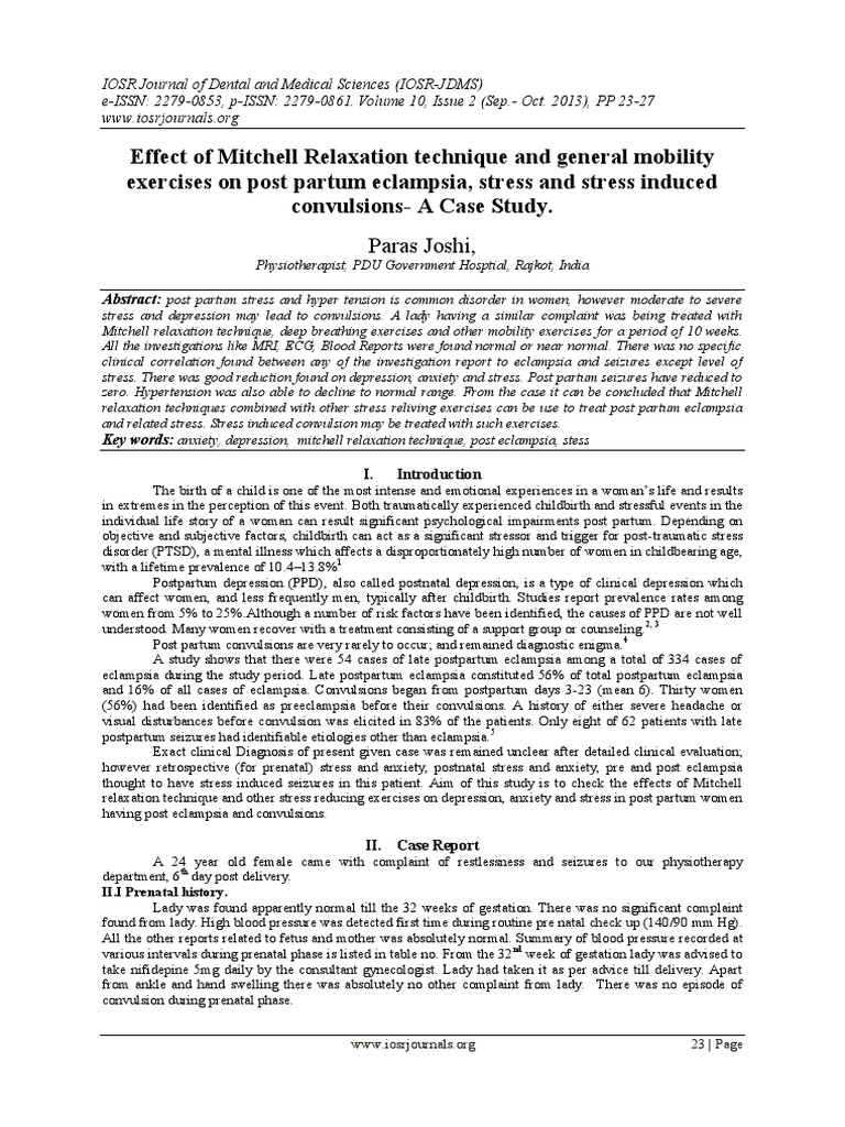 Effect of Mitchell Relaxation Technique and General Mobility Exercises ...