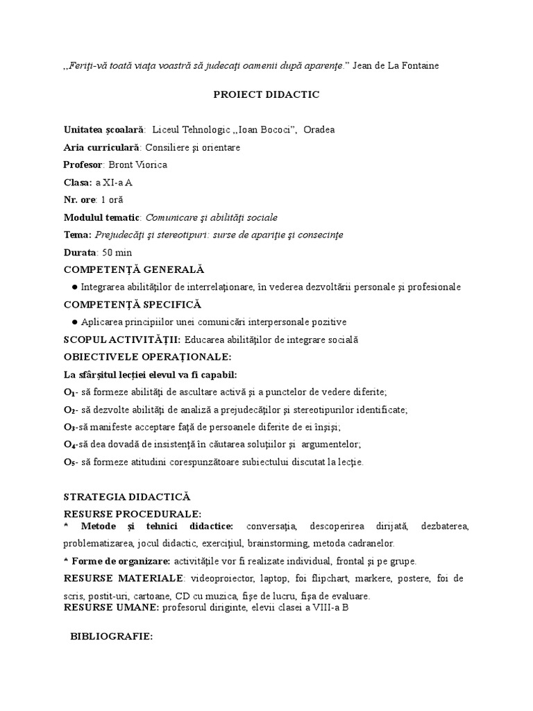 Prejudecati Si Stereotipuri | PDF