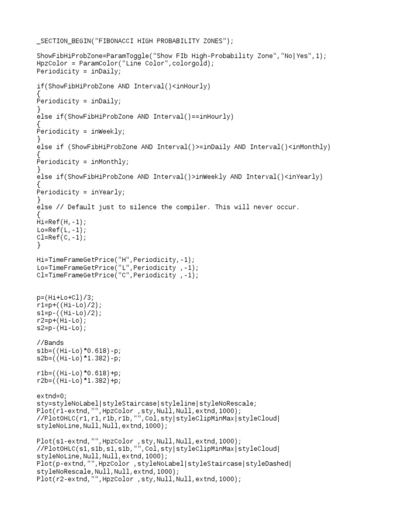 High Probability Fibo Zone Amibroker Formula | PDF