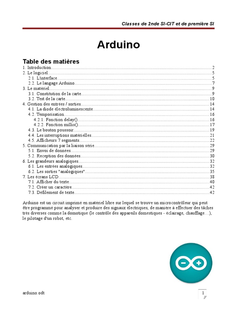 Arduino | PDF | Microcontrôleur | Arduino
