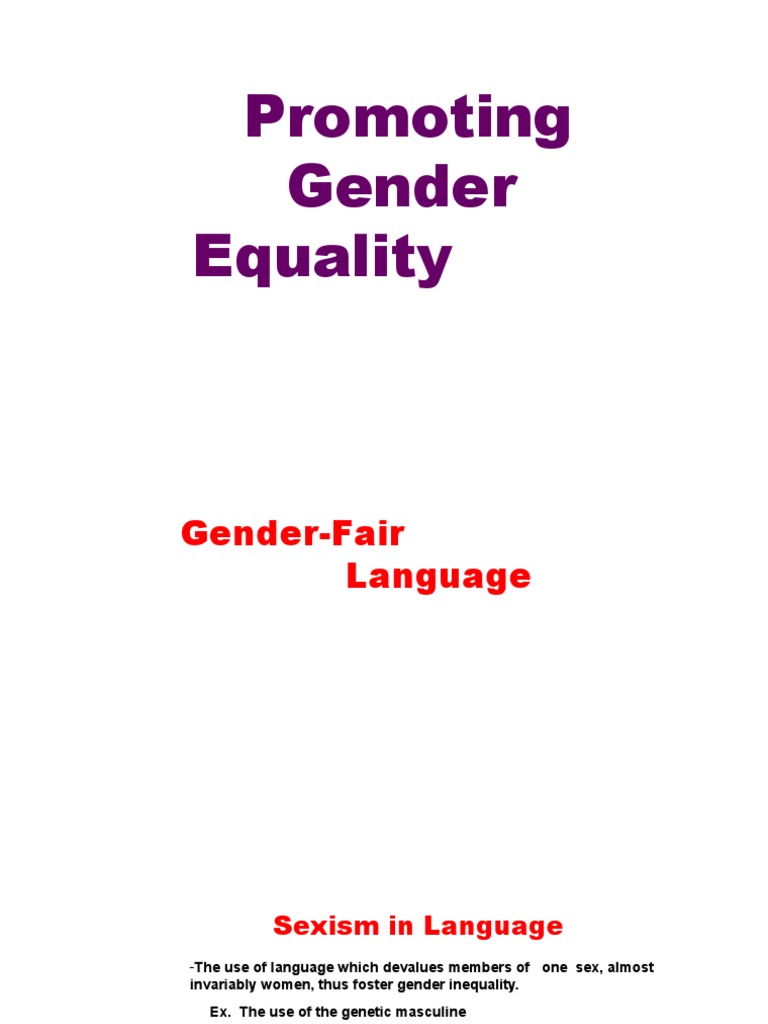 Gender Fair Language | PDF | Classroom Management | Gender
