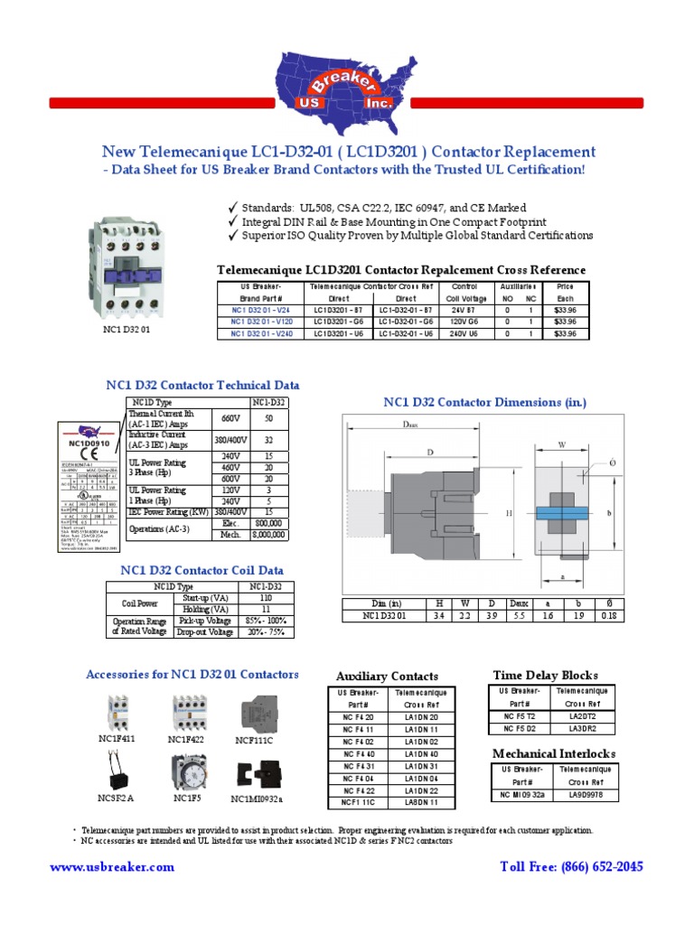 LC1D3201 Telemecanique LC1-D32-01 Contactor Replacement | PDF ...