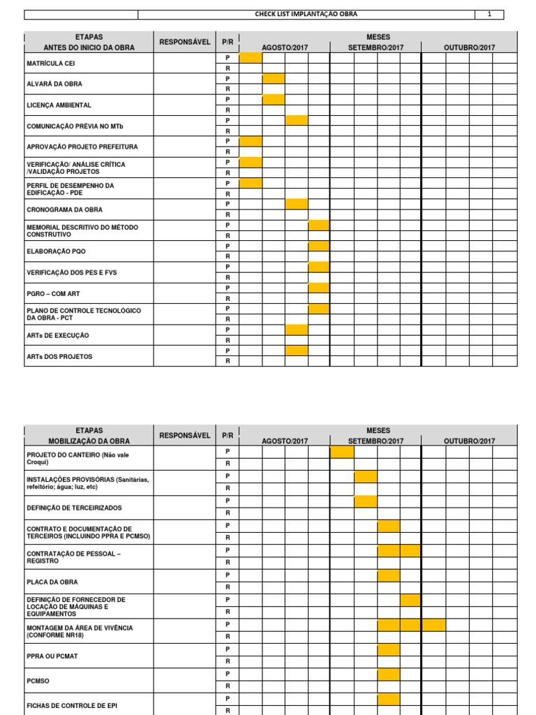 For 8.1-00 Check List Mobilizacao Obra