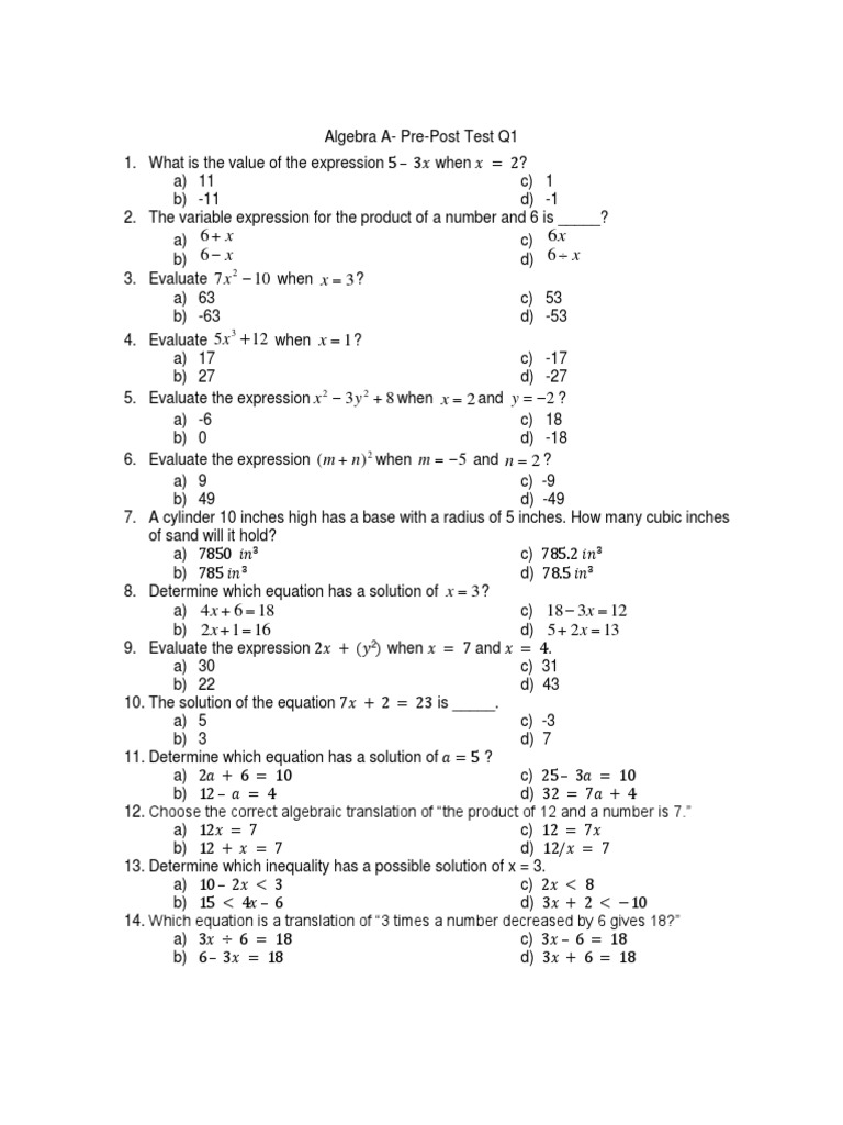 Alg | PDF | Equations | Mathematical Concepts