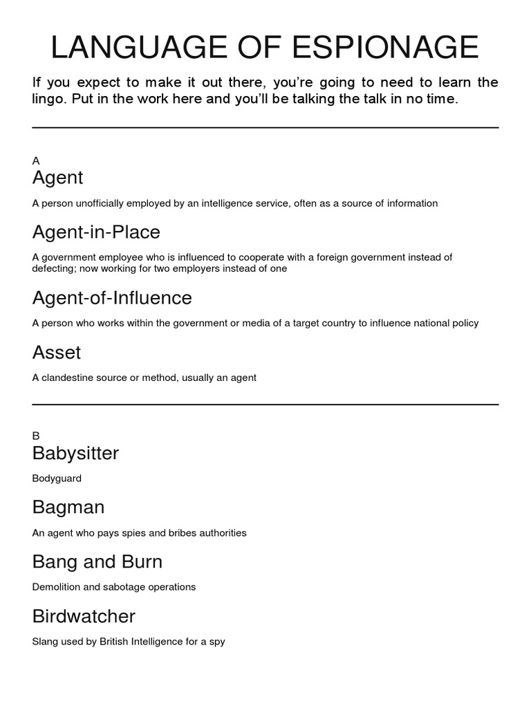 Language of Espionage | Download Free PDF | Espionage | Secret ...