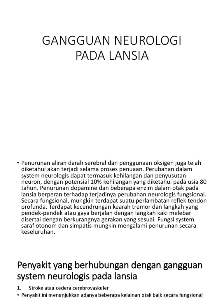 Gangguan Neurologi Pada Lansia | PDF