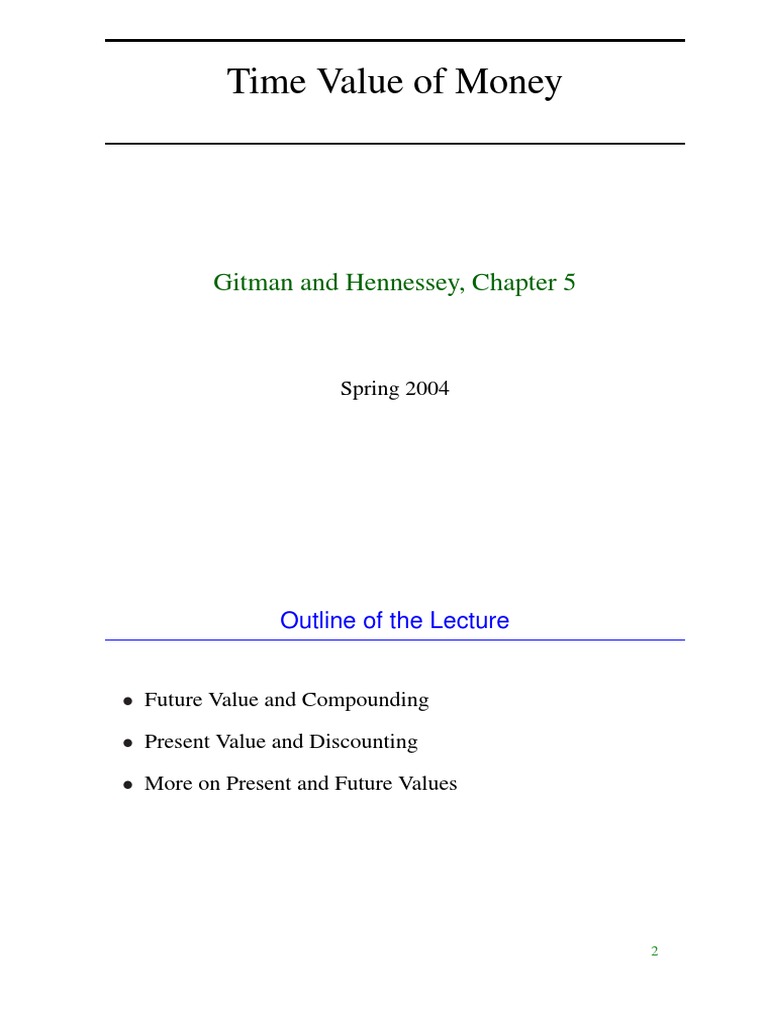 Time Value of Money: Gitman and Hennessey, Chapter 5 | PDF | Present Value | Annual Percentage Rate
