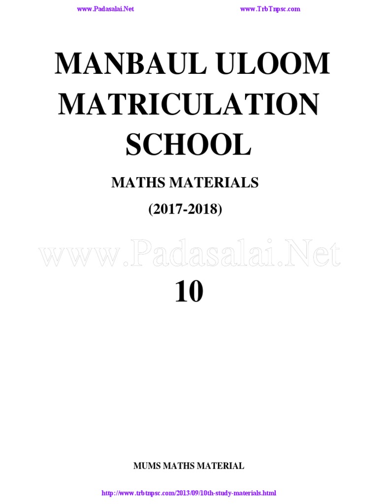 10th Maths Study Material | PDF | Line (Geometry) | Factorization
