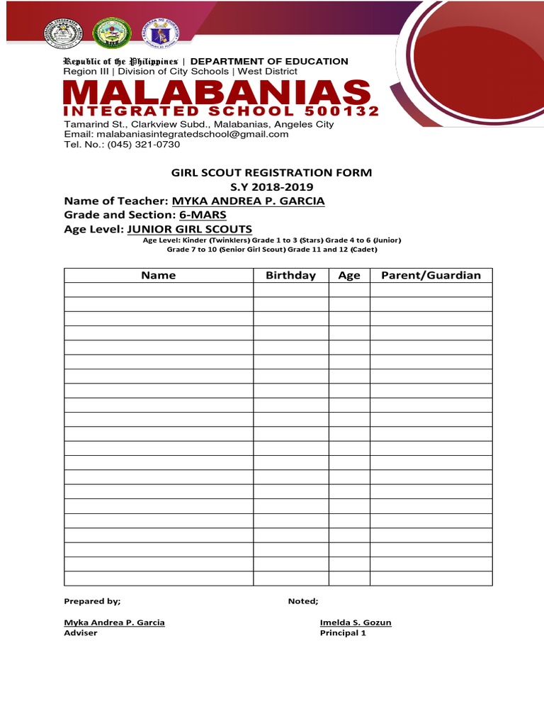 Gsp Registration Form S Y 2018 2019 Pdf