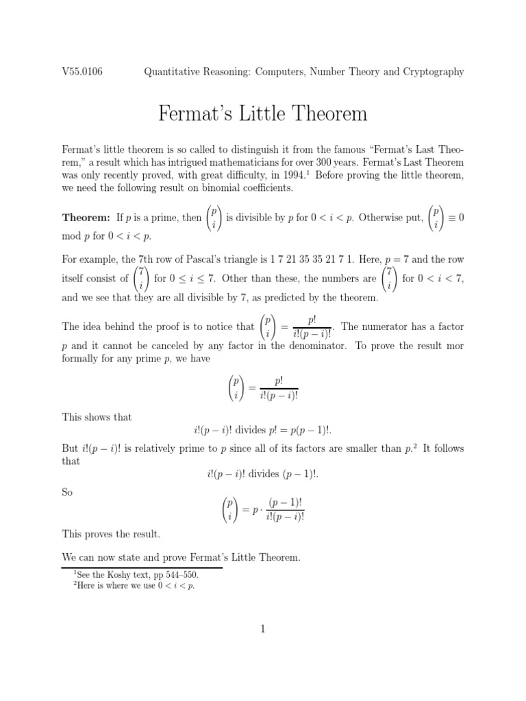 Fermats Little Theorem