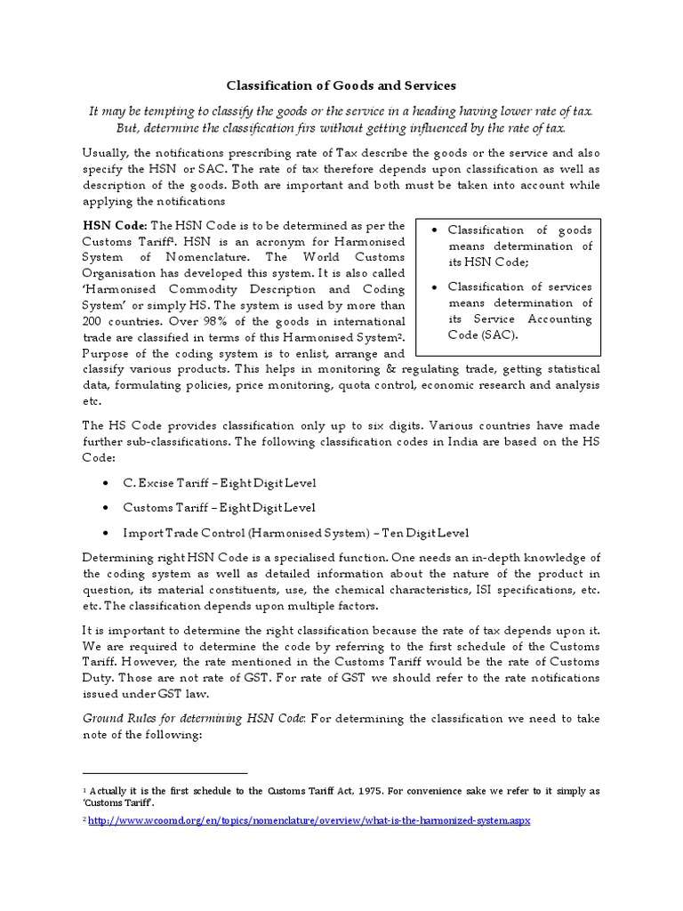 Classification of Goods & Services | PDF | Tariff | Economies