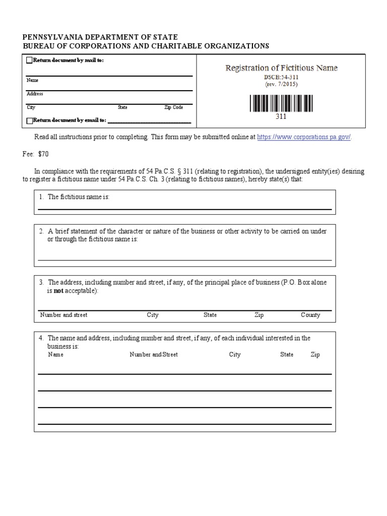 Fictitious Name Registration Guide | PDF | Zip Code | Corporations