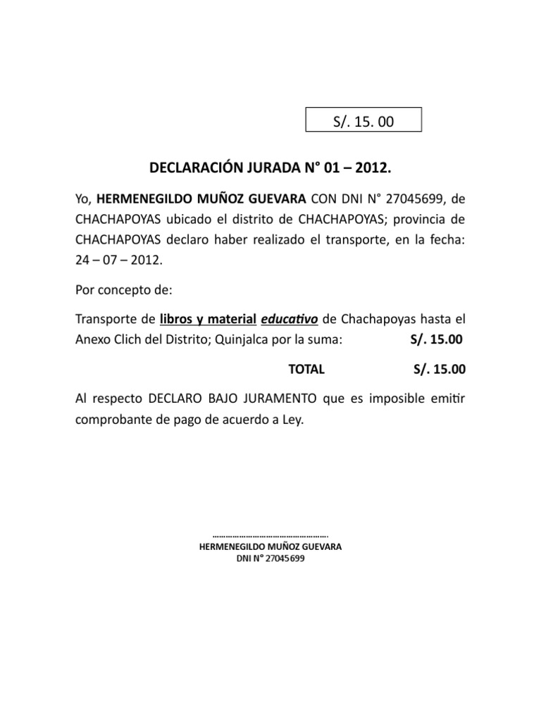 Declaración Jurada N | PDF