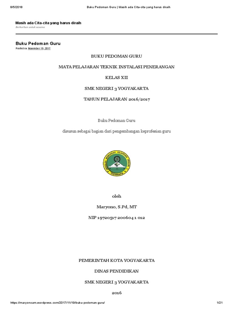 Contoh Buku Pedoman Guru | PDF