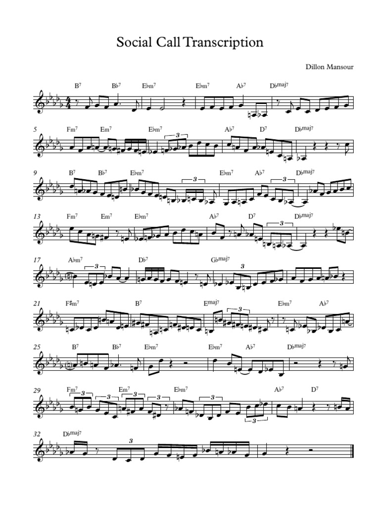 Social Call Transcription - Full Score PDF | PDF