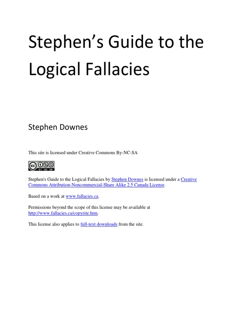 Stephens Guide To Logical Fallacies | PDF | Inductive Reasoning | Fallacy