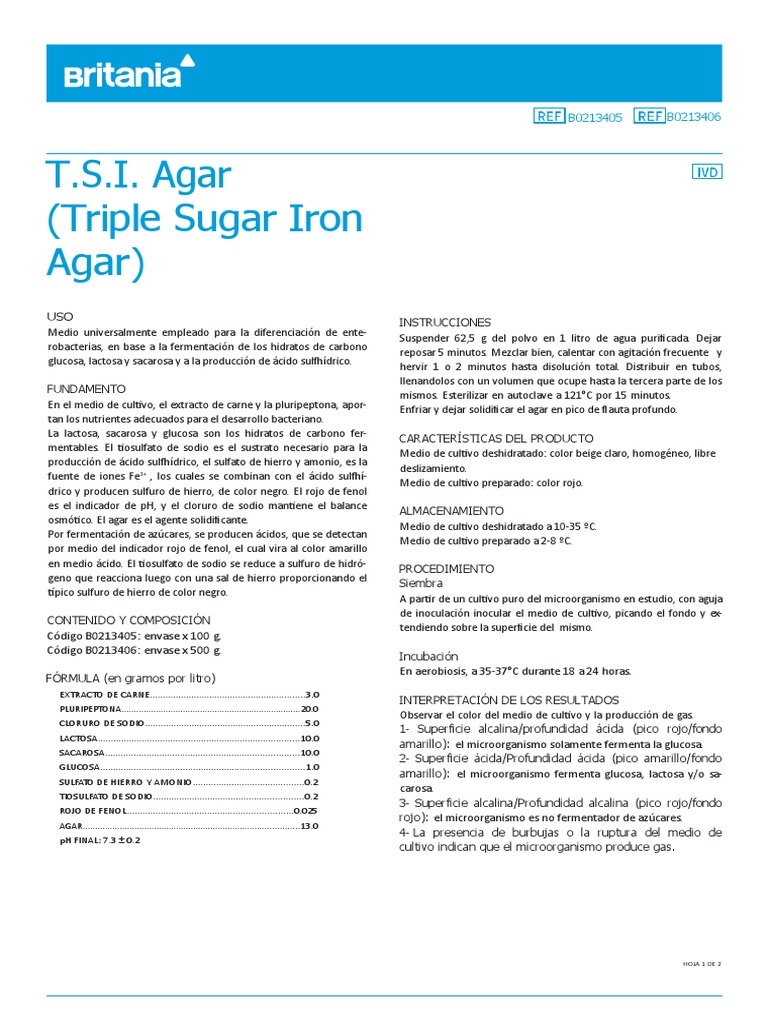 Agar TSI | PDF | Agar | Ácido