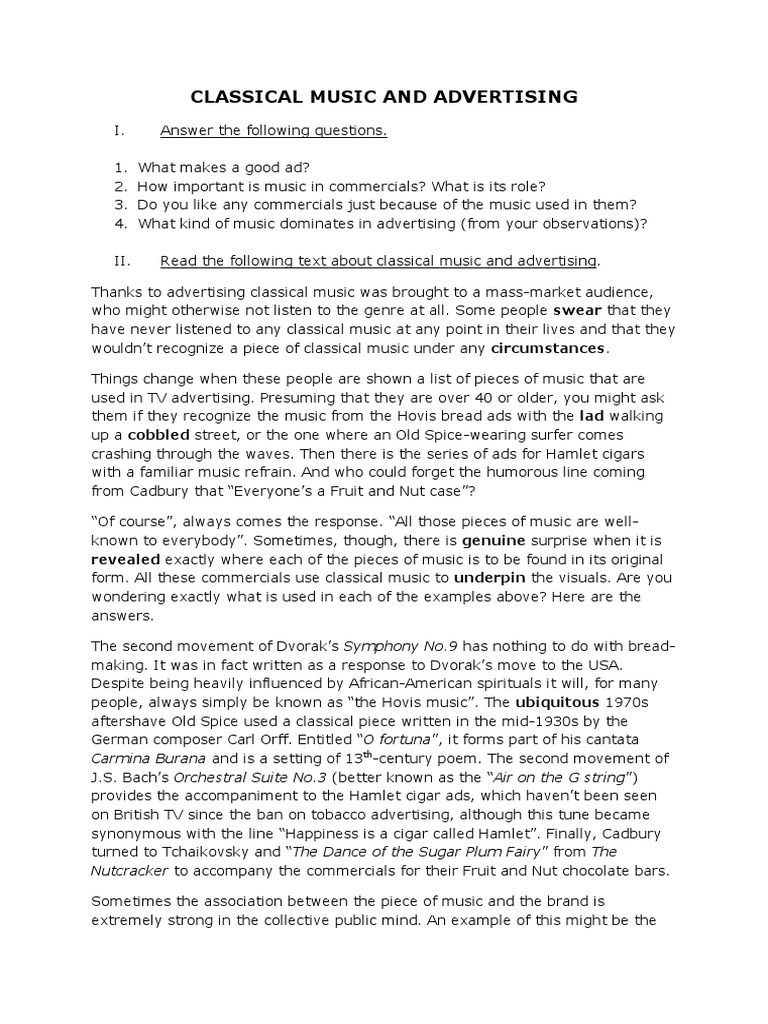 Classical Music and Advertising | PDF | The Nutcracker | Advertising