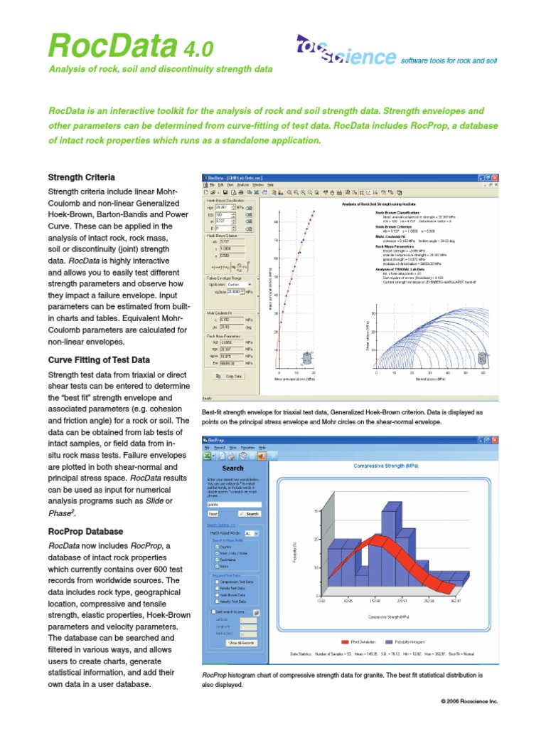 Guía RocData PDF | PDF | Mechanics | Building Engineering
