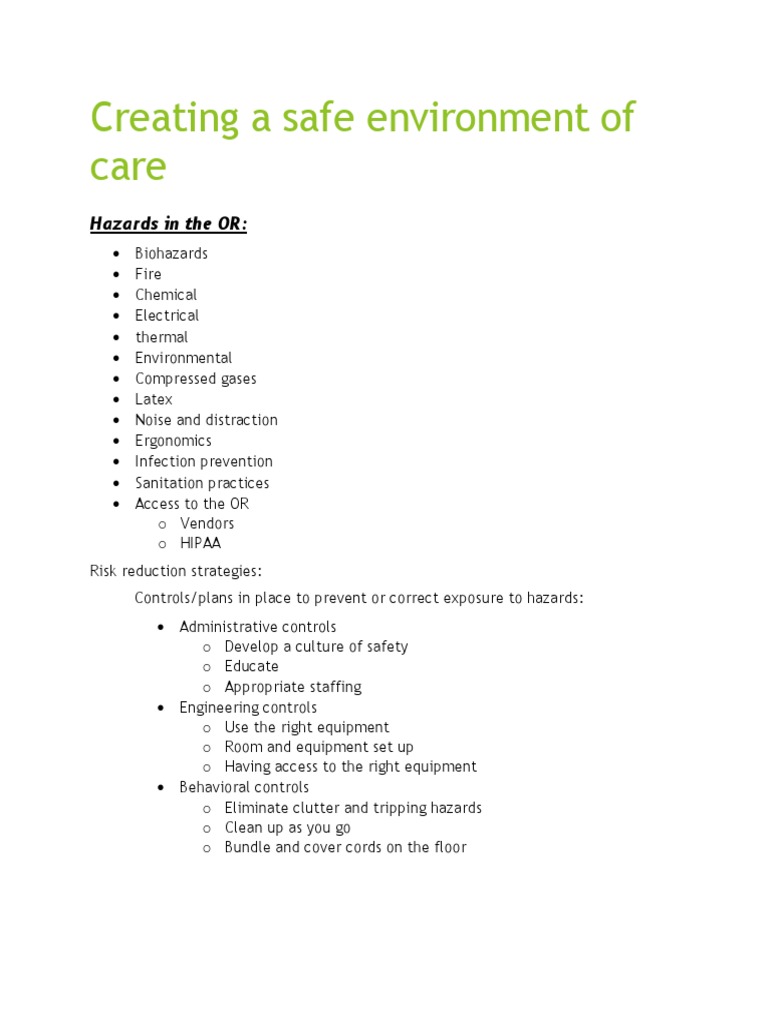Creating A Safe Environment of Care 2015 Handout PDF | PDF | Oxygen ...