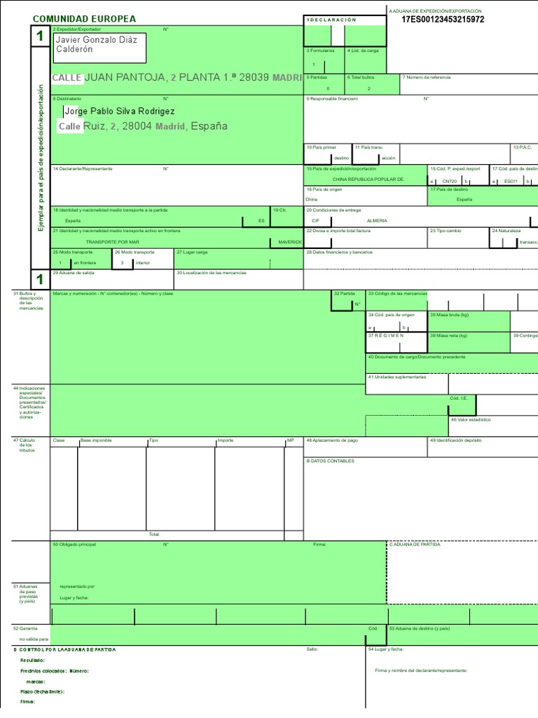 Dua Excel | aduana | Unión Europea