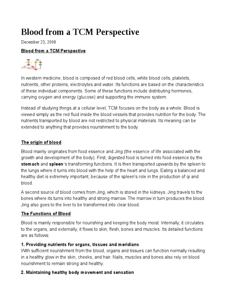 Blood From A TCM Perspective | PDF | Traditional Chinese Medicine ...