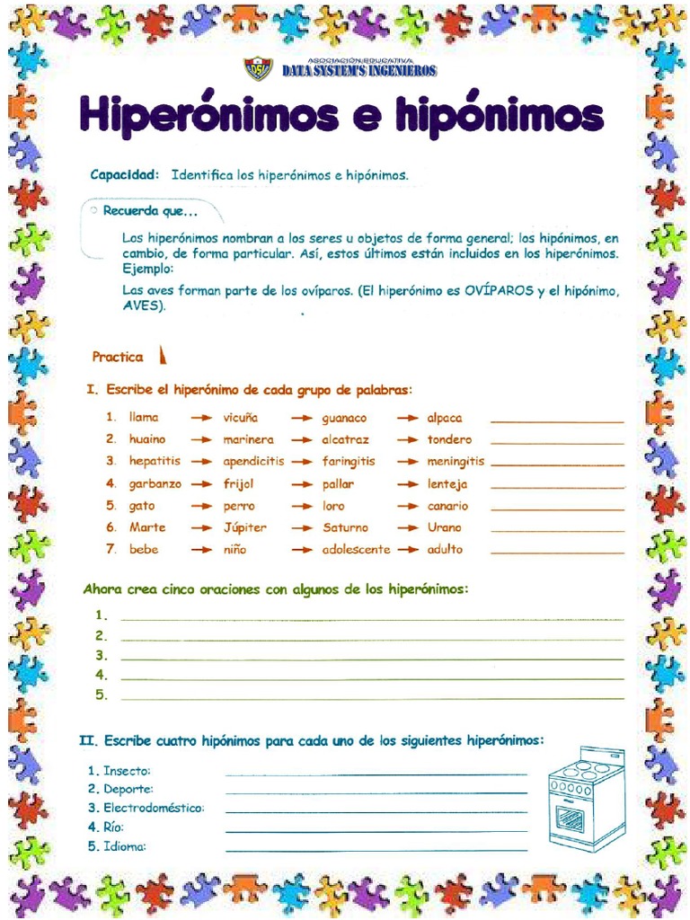 Ficha de Hiperónimo e Hiponimo | PDF