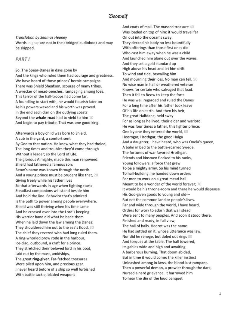Beowulf Full Translation | PDF | Beowulf | Old English Poems