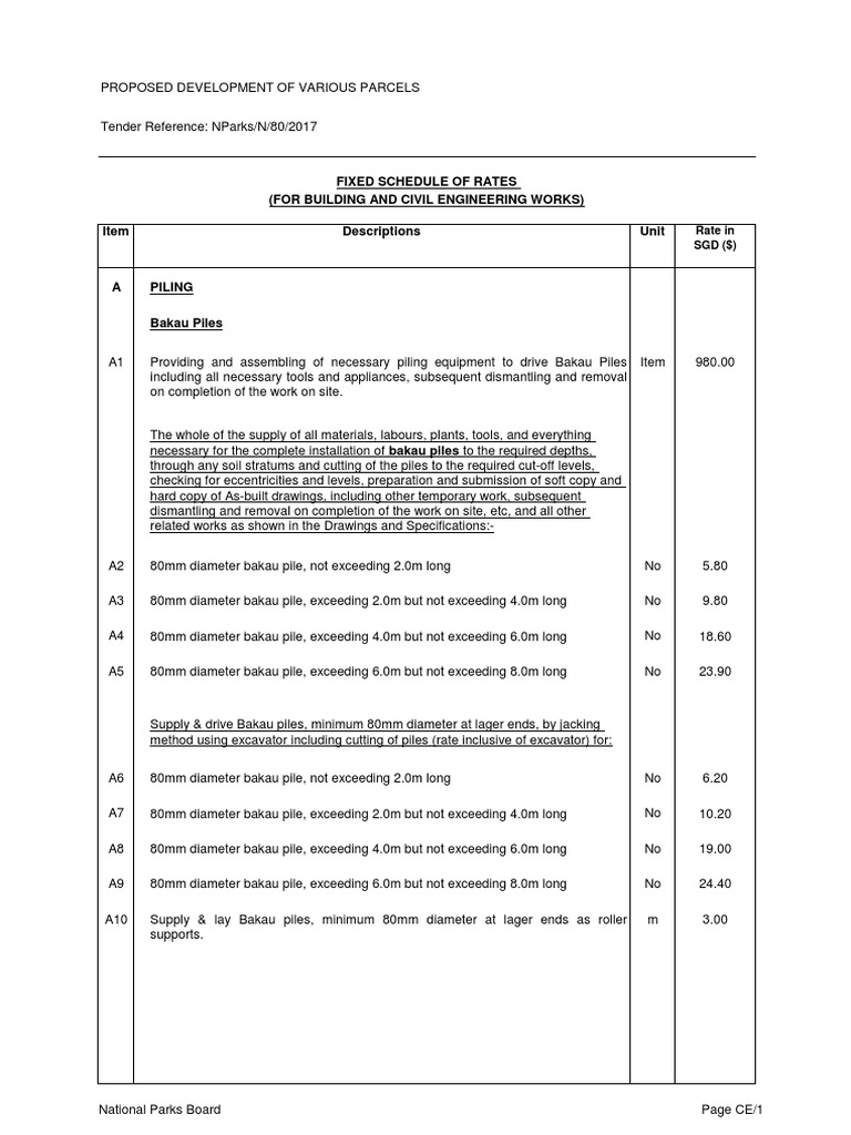 Fixed Schedule of Rates | PDF | Paint | Deep Foundation