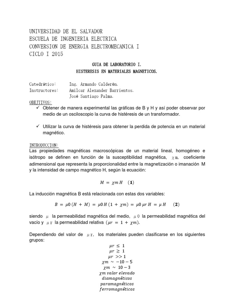 #1 Curva de Histeresis | PDF | Ferromagnetismo | Histéresis