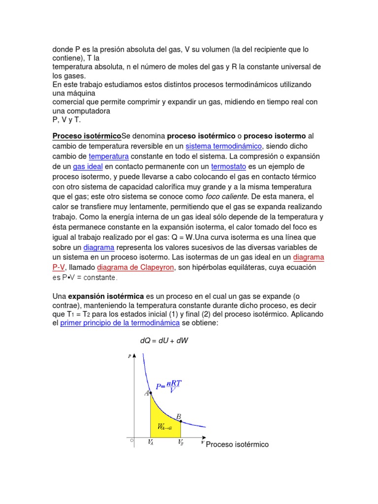 Procesos Termodinámicos | Descargar gratis PDF | Gases | Termodinámica