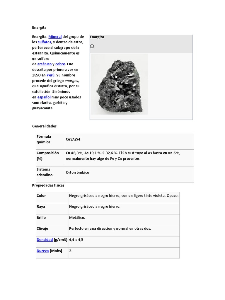 Capcitacion Enargita | PDF | Minerales | Estaño