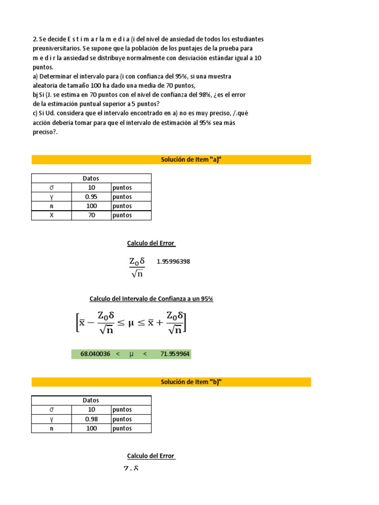 Estadisctica Intervalos de Confianza | PDF | Intervalo de confianza | Muestreo (Estadísticas)