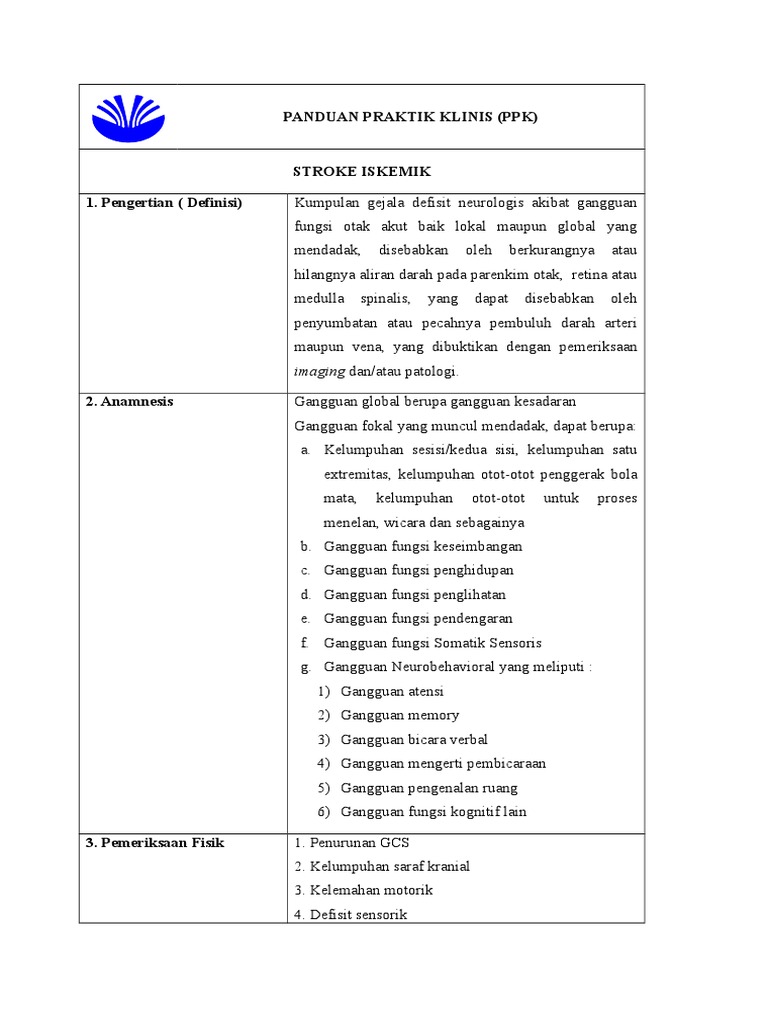 Panduan PPK Stroke Iskemik | PDF
