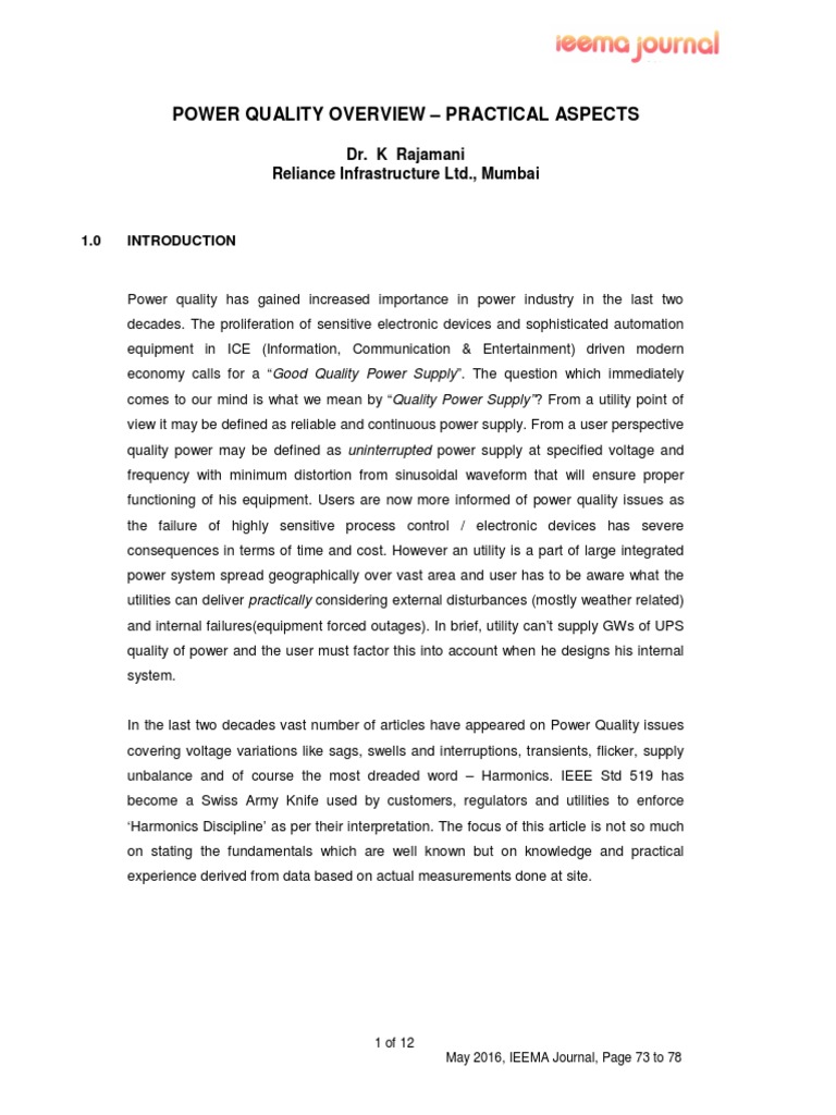 Power Quality Overview IEEMA Monograph | PDF | Electric Power ...