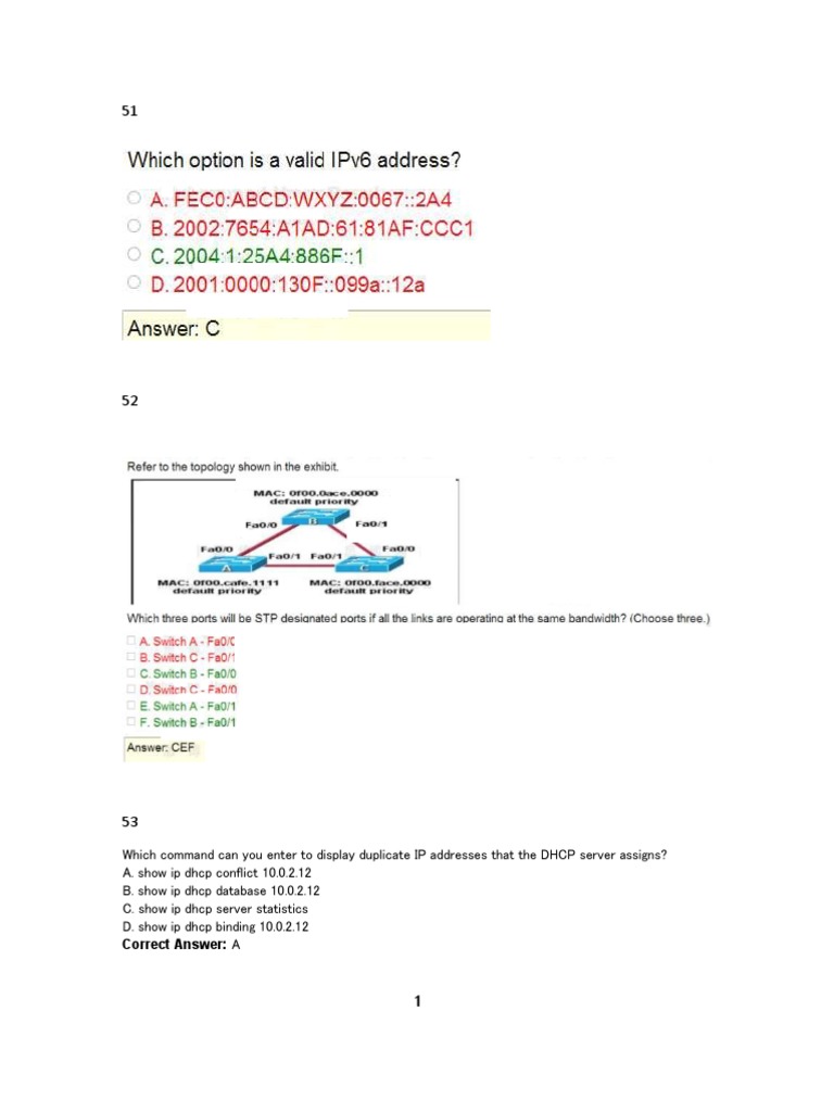Ccna MCQ 2 PDF | PDF | Ethernet | Ip Address