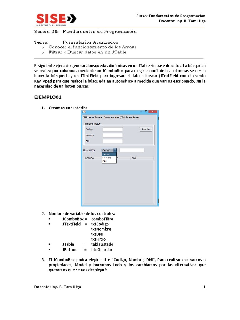FP Sesion08 - Lab Formularios Avanzados | PDF | Java (lenguaje de programación) | Maestros