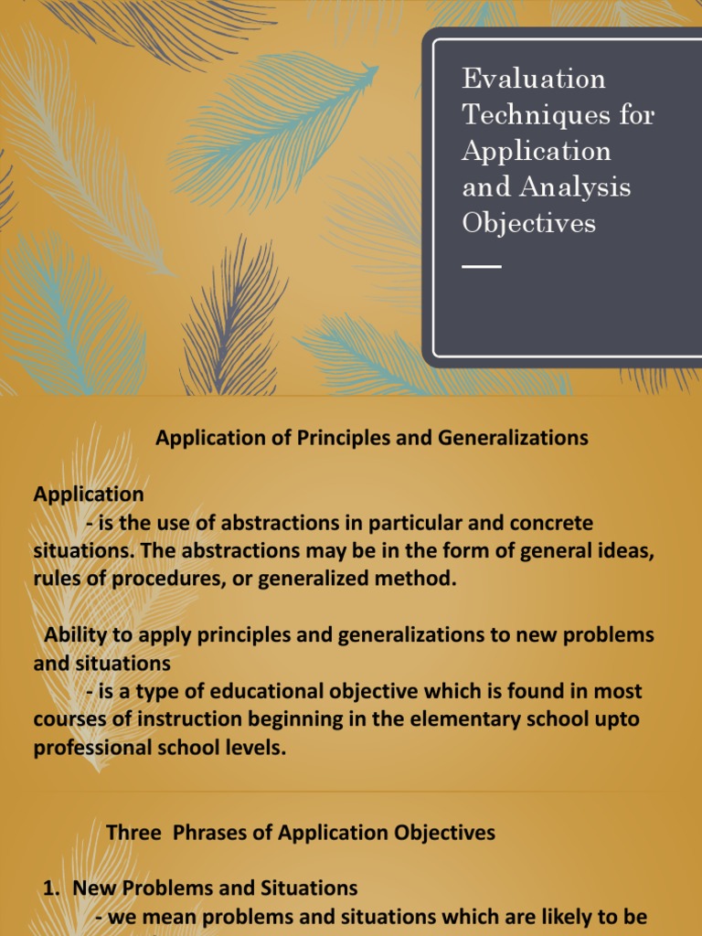 Evaluation Techniques For Application and Analysis Objectives | PDF ...