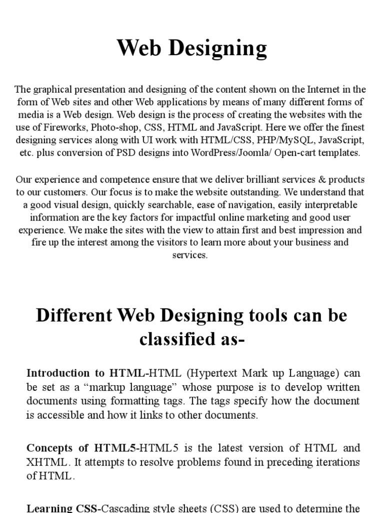 Web Designing | PDF | Web Design | Websites