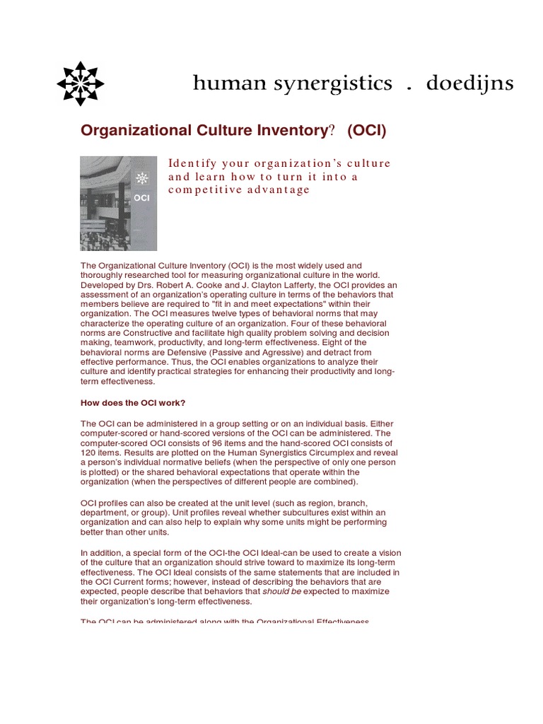 Oci en | PDF | Organizational Culture | Behavior