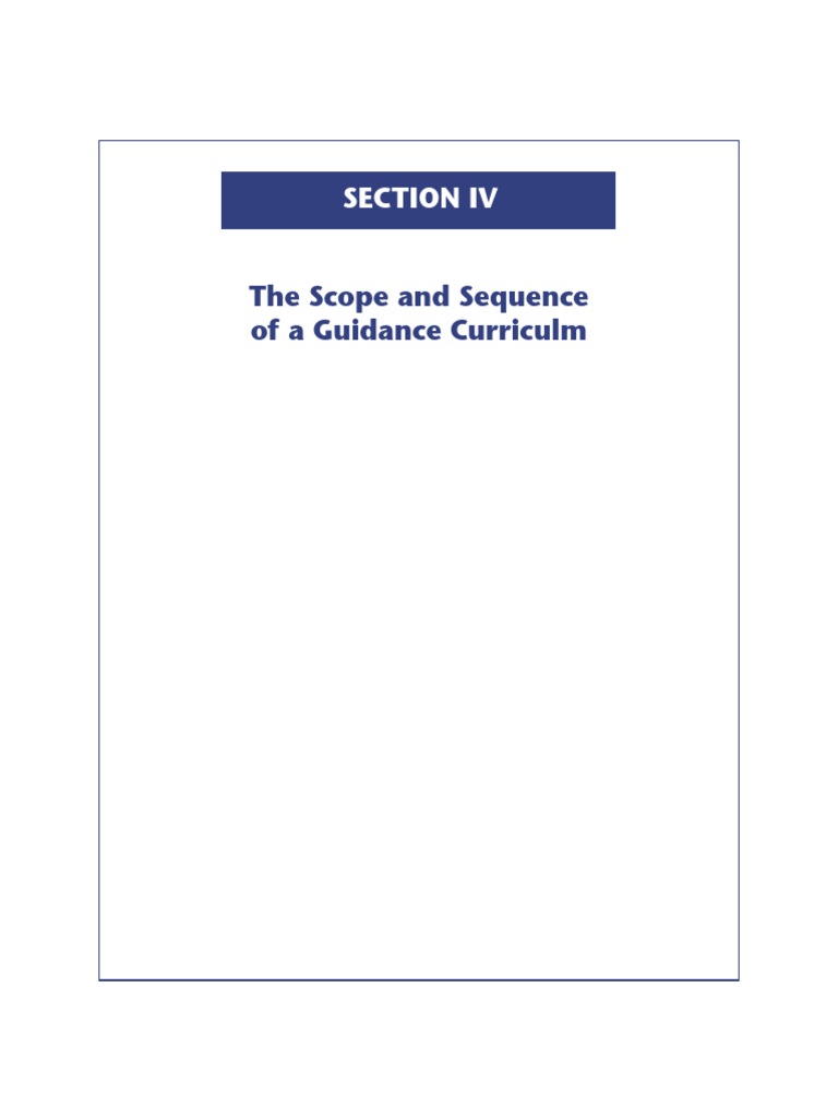 The Scope and Sequence of A Guidance Curriculm: Section Iv | PDF | Self ...