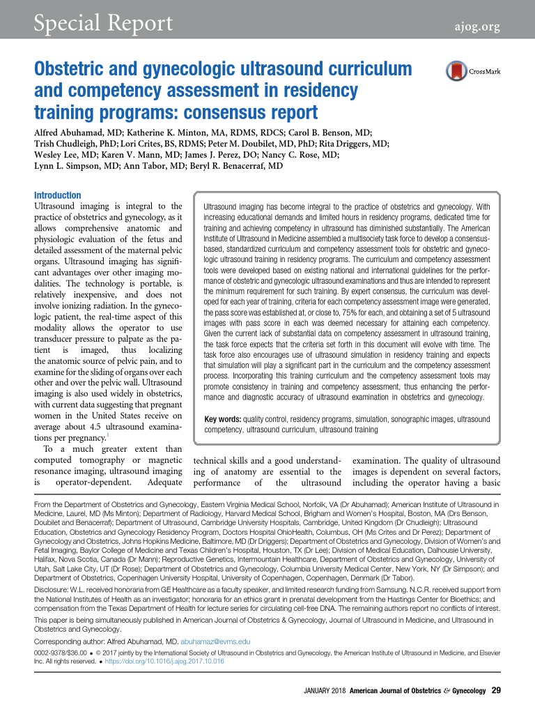 Obstetric and Gynecologic Ultrasound Curriculum and Competency ...