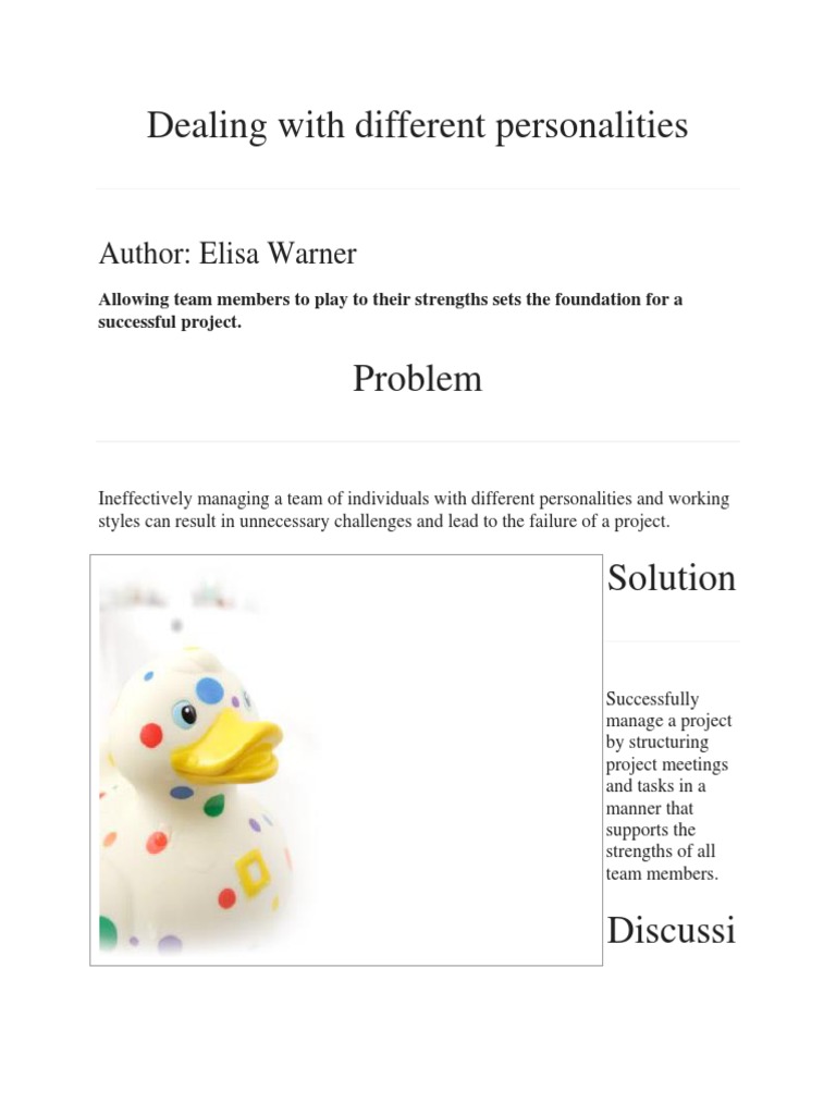 Dealing With Different Personalities | PDF | Extraversion And ...