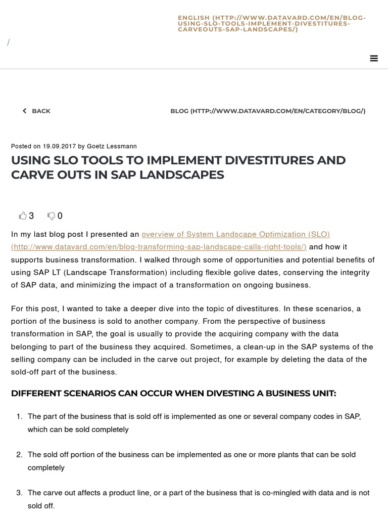 Using Slo Tools To Implement Divestitures and Carve Outs in SAP ...