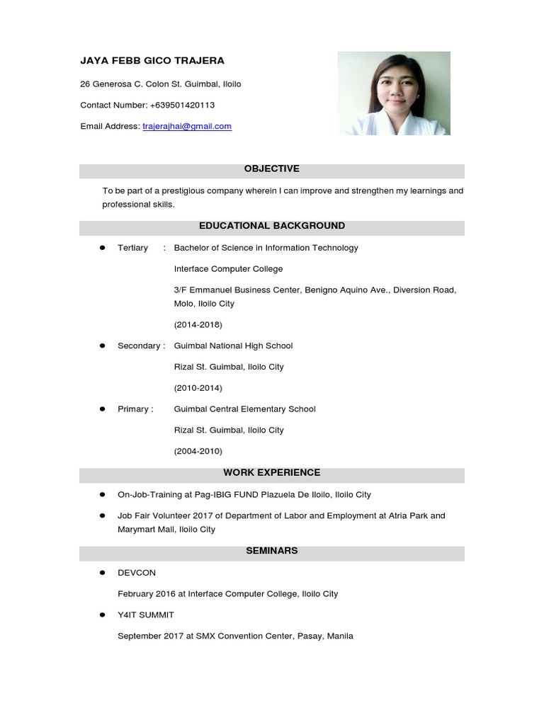 An Example of Legit Resume | PDF | Computing And Information Technology ...
