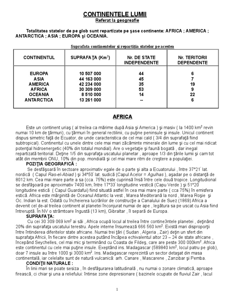 Continentele Lumii | PDF