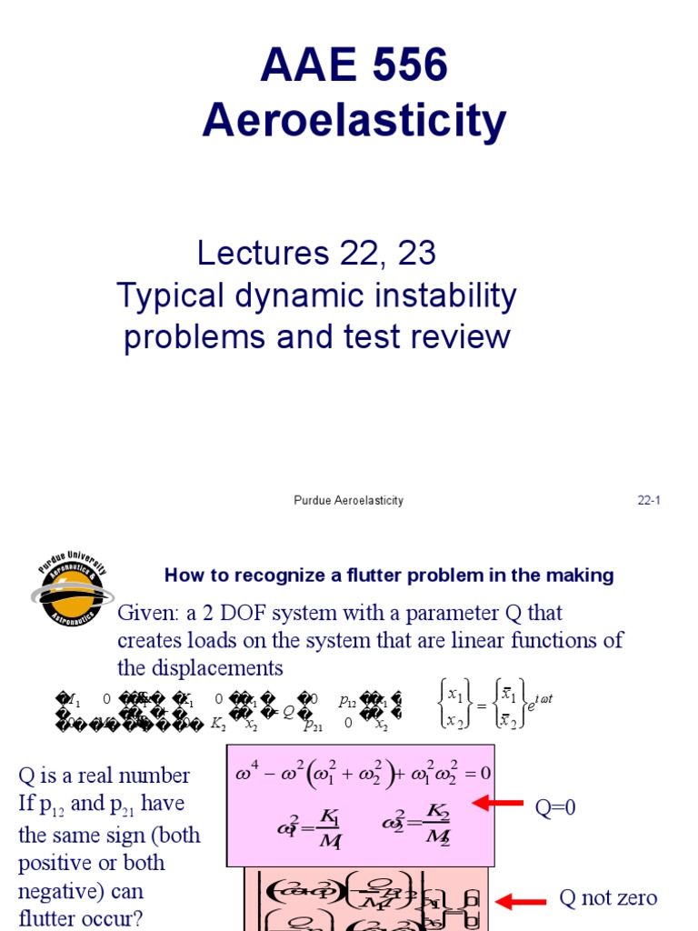 AAE 556 Aeroelasticity: Lectures 22, 23 Typical Dynamic Instability ...