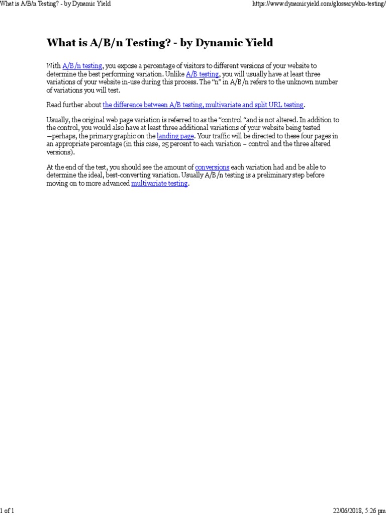 What Is A/B/n Testing? - by Dynamic Yield | PDF