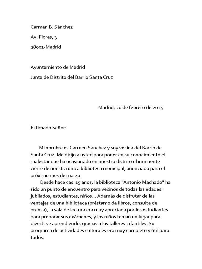 Modelo Carta Queja | PDF
