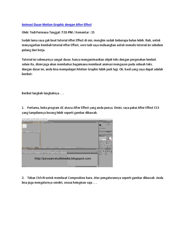 Animasi Dasar Motion Graphic Dengan After Effect | PDF